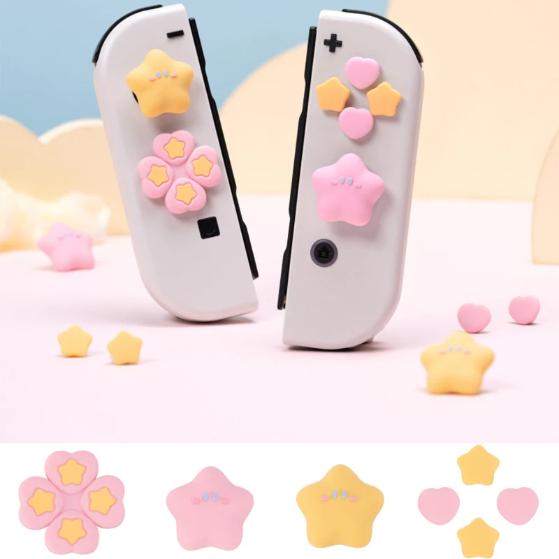 Jual Cute Star Love Silicone Soft D-pad Cross Button ABXY Key Sticker Skin Case For Switch Oled ...