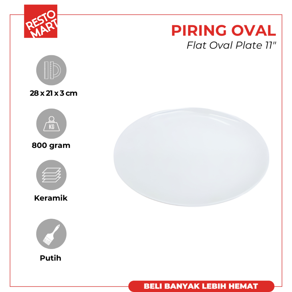 Jual Flat Oval Plate 11" / Piring Keramik Oval 28 cmLEGACY Keramik ...