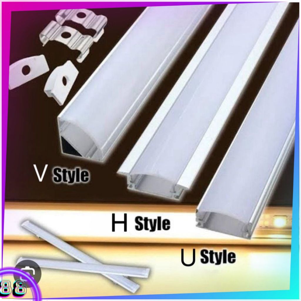Jual LED Profile Cover Casing Housing LED Strip Rigid Aluminium 1 Meter ...