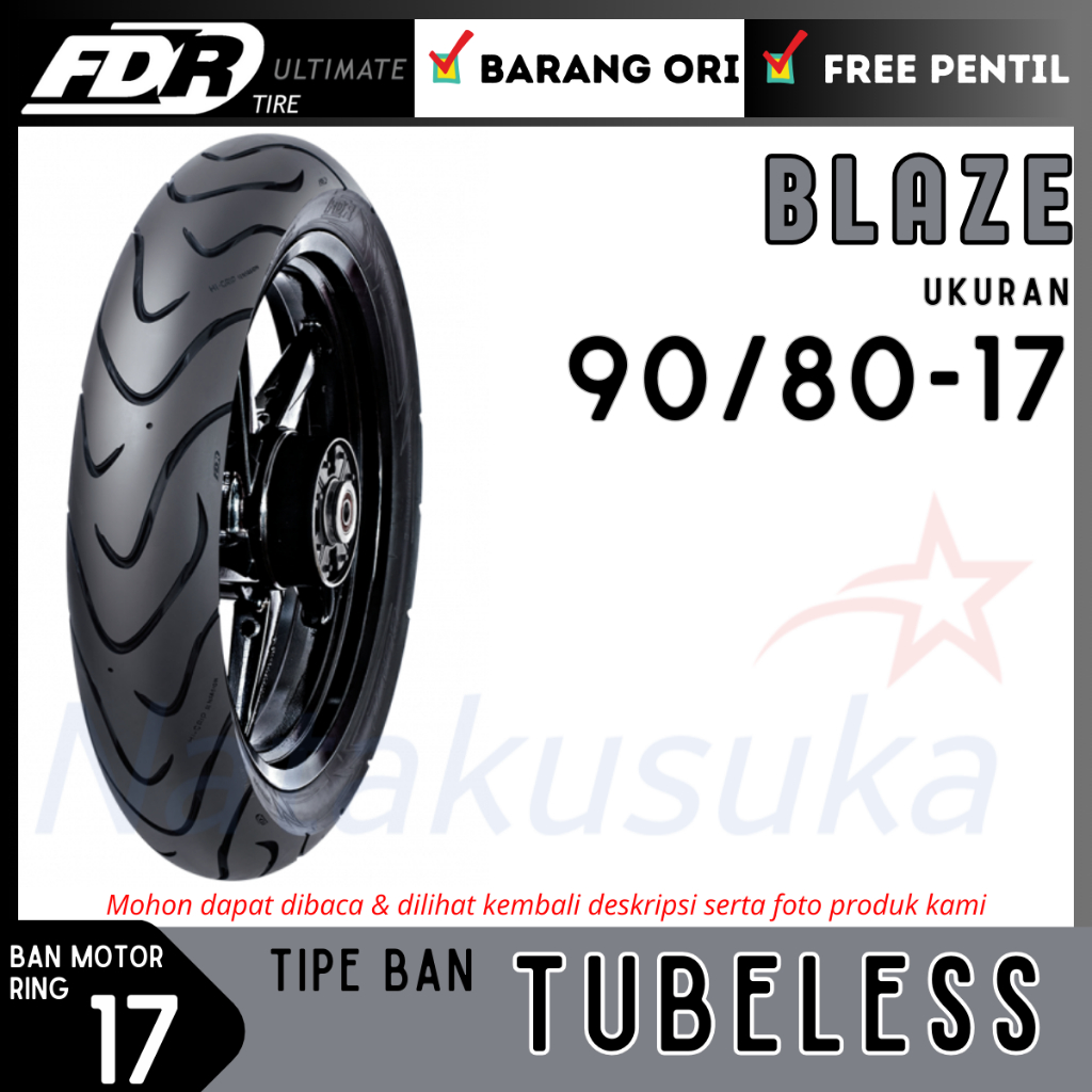 Jual Ban Motor FDR Blaze 90/80-17 Tubeless (TL) Motor Bebek | Shopee ...