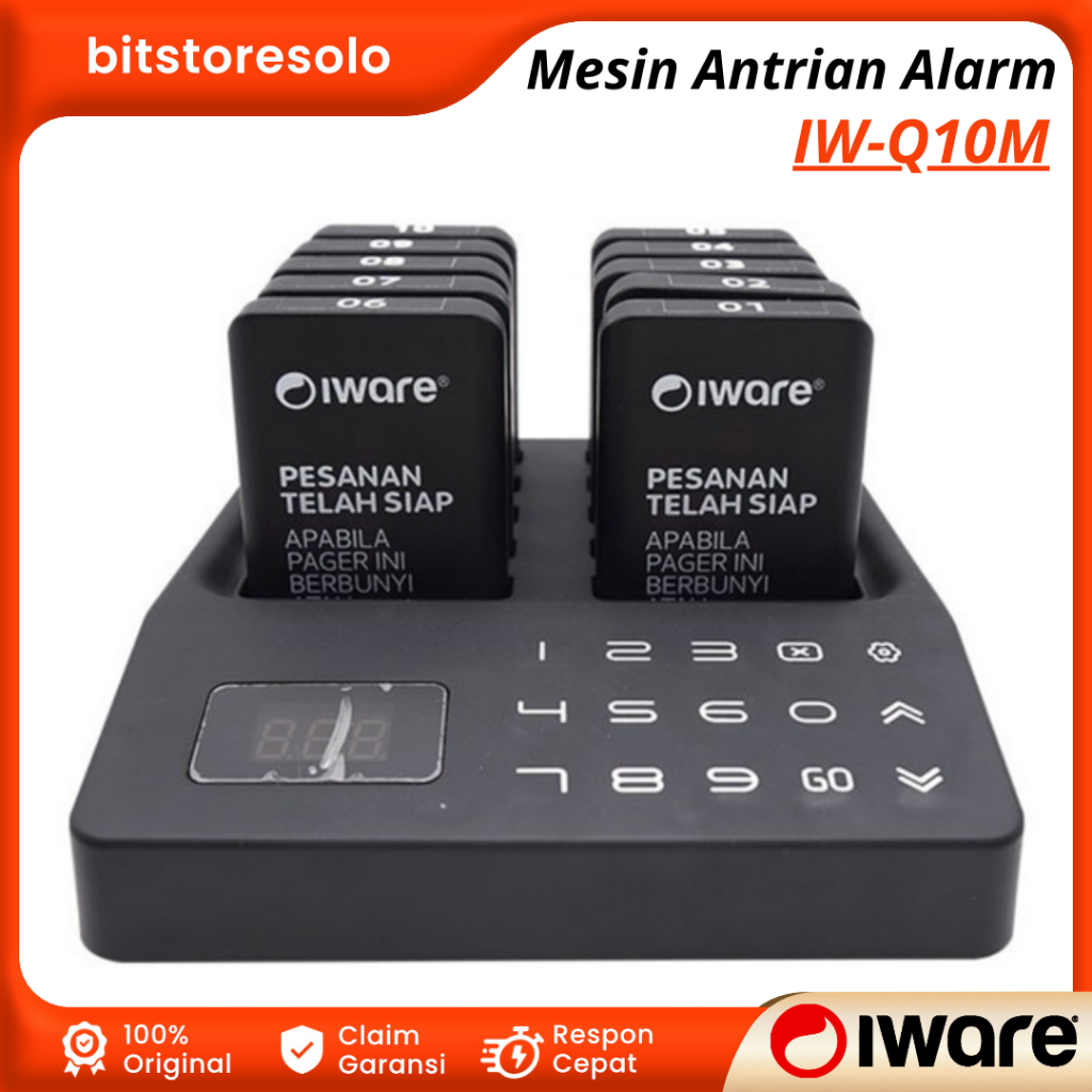 Jual Mesin Antrian Alarm Restaurant Paging System Iware IW-Q10M Cafe ...