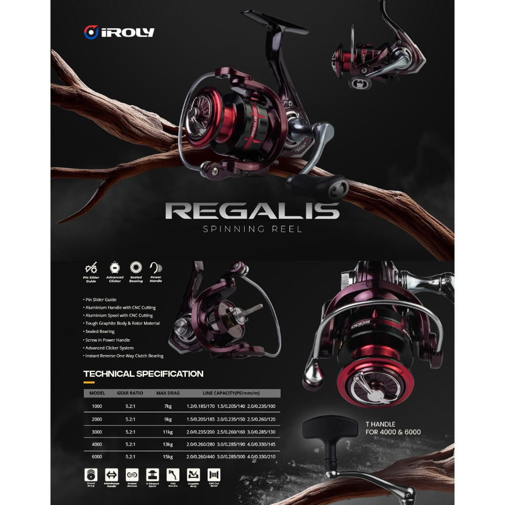 Jual Reel Iroly Regalis /1000HG/2000HG/3000HG/4000HG/6000- Power Handle ...