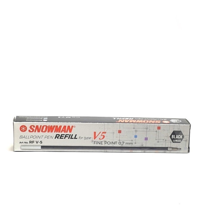 Jual Refill Pen / Isi Ballpoint V5 Hitam Snowman (12PCS) | Shopee Indonesia