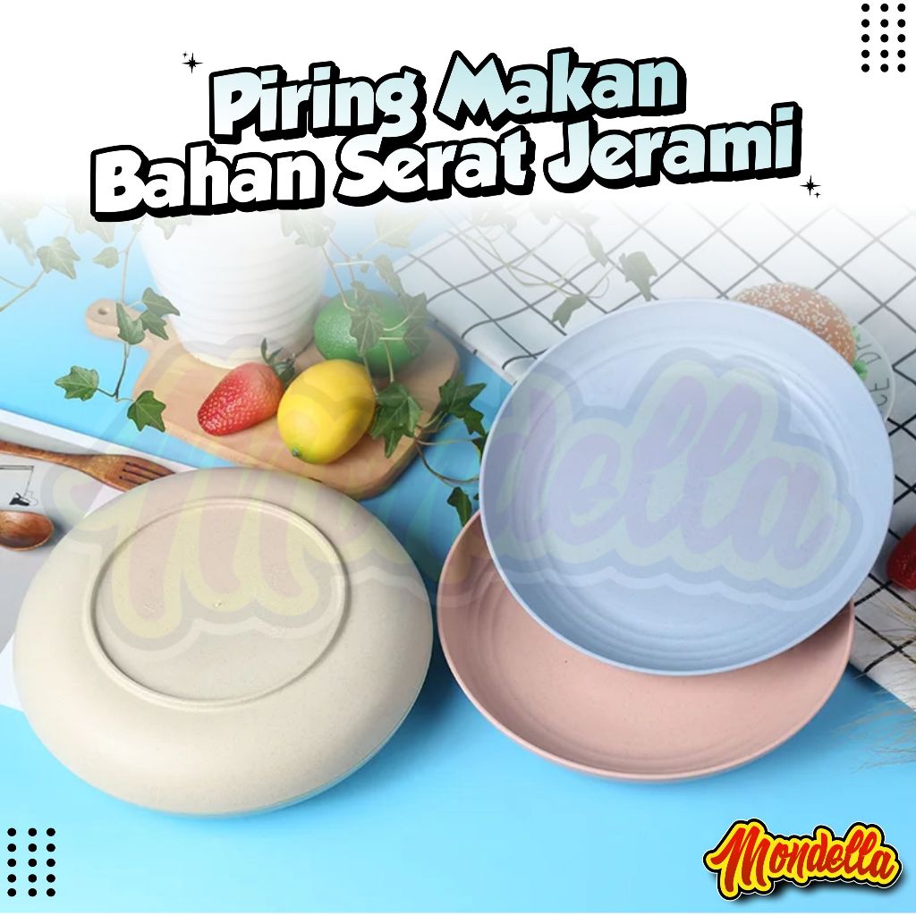 Jual Piring Makan Bahan Bulat Jerami Gandum Tebal Wheat Straw Plate ...