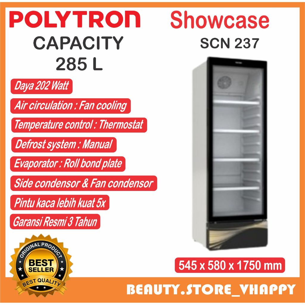 Jual Showcase Polytron 4 Rak 285 Liter SCN 237 Garansi Resmi (Kota bandung dan Cimahi Bisa COD ...