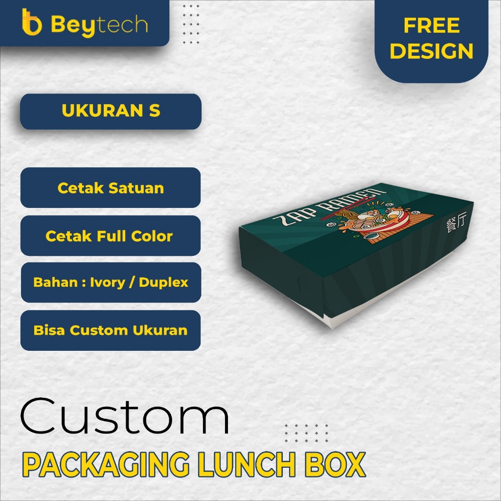 Jual [CETAK SATUAN] Custom Cetak Paper Lunch Box Size S Food Grade Full ...