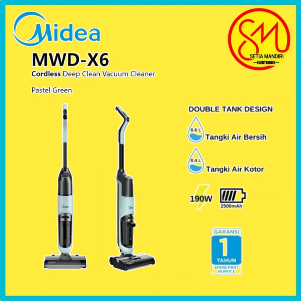 Jual Midea MWD-X6 / MWD-X8 / MWD X-10 Wet Dry Cordless Stick Vacuum ...