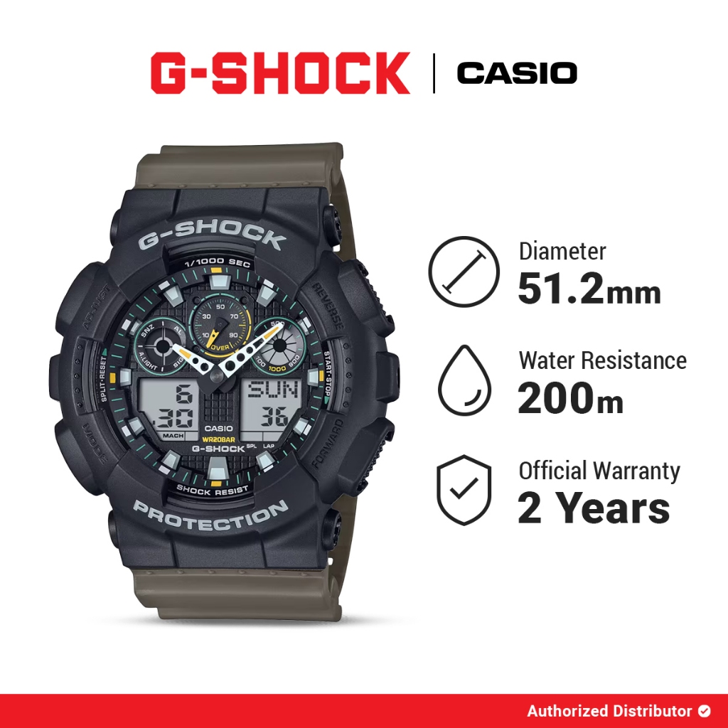 Jual G-Shock Jam Tangan Pria GA-100TU-1A3DR Digital Analog Black Gshock ...