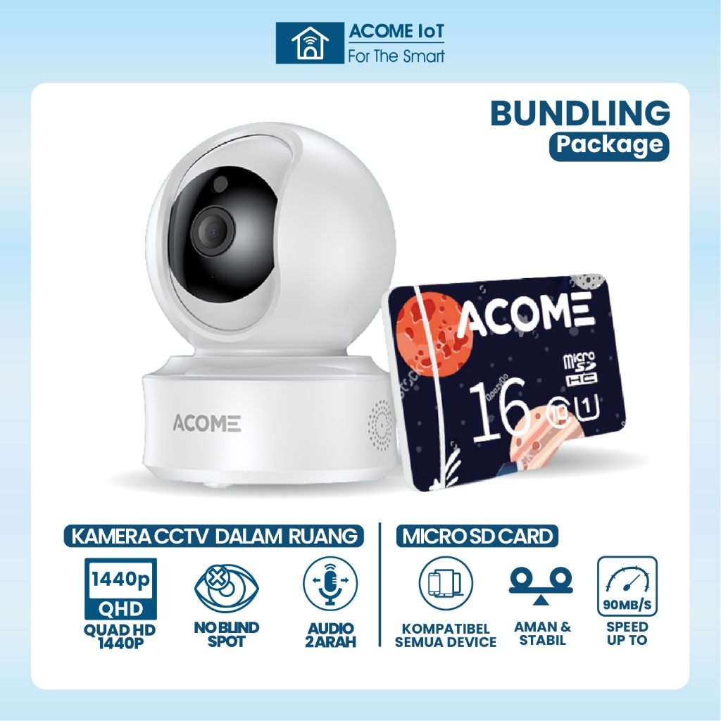 Jual Acome Iot CCTV APC03 + Micro SD 16 Gb ACOME FULL HD 1440P 4MP No ...