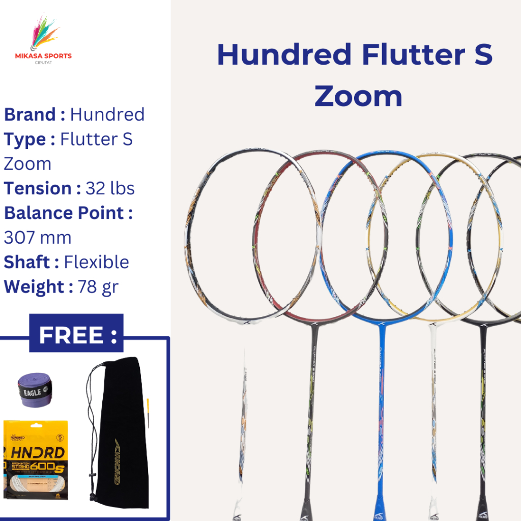 Jual Raket Hundred Badminton Racket Flutter S ZOOM | Shopee Indonesia