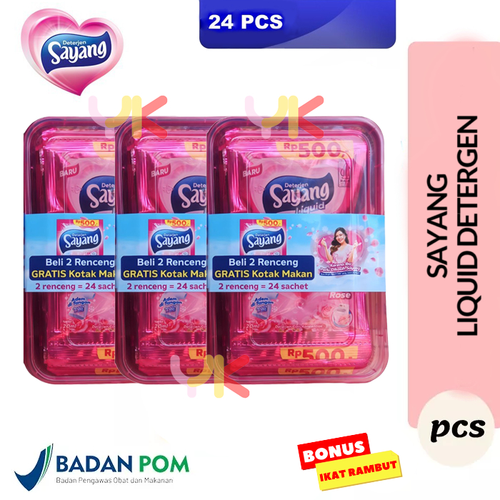 Jual DETERGEN SAYANG LIQUID 20ML SACHET (ISI 24 PCS) FREE BOX - Sabun ...