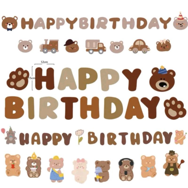 Jual Banner happy birthday bear banner happy birthday karakter bear ...