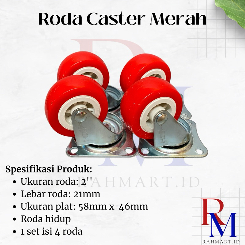 Jual roda caster nylon merah 2" | Shopee Indonesia