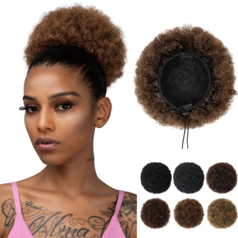 Jual Sanggul Kribo Afrika Cepol Kribo Rambut Puff Afro Sintetis Sanggul ...