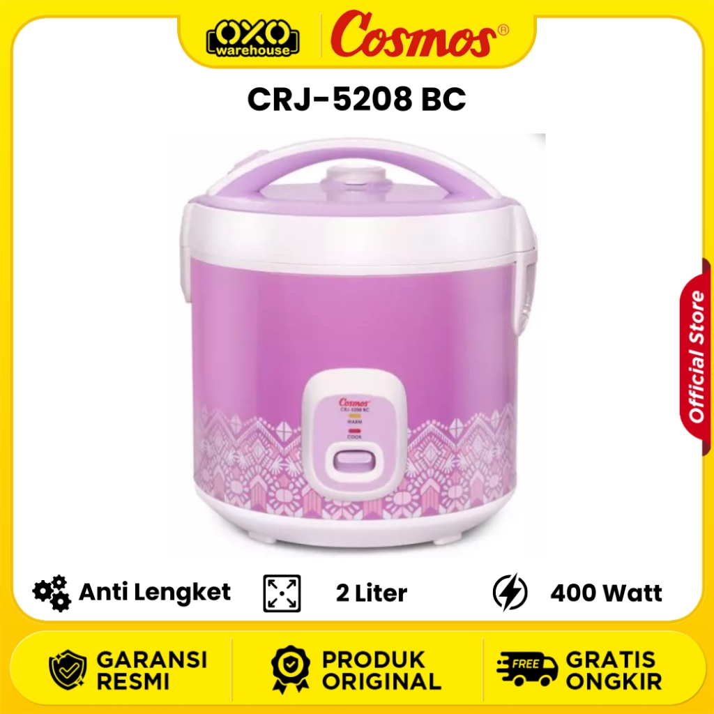 Jual Cosmos Magicom 2 Liter Rice Cooker CRJ-5208 BC Batik Series ...