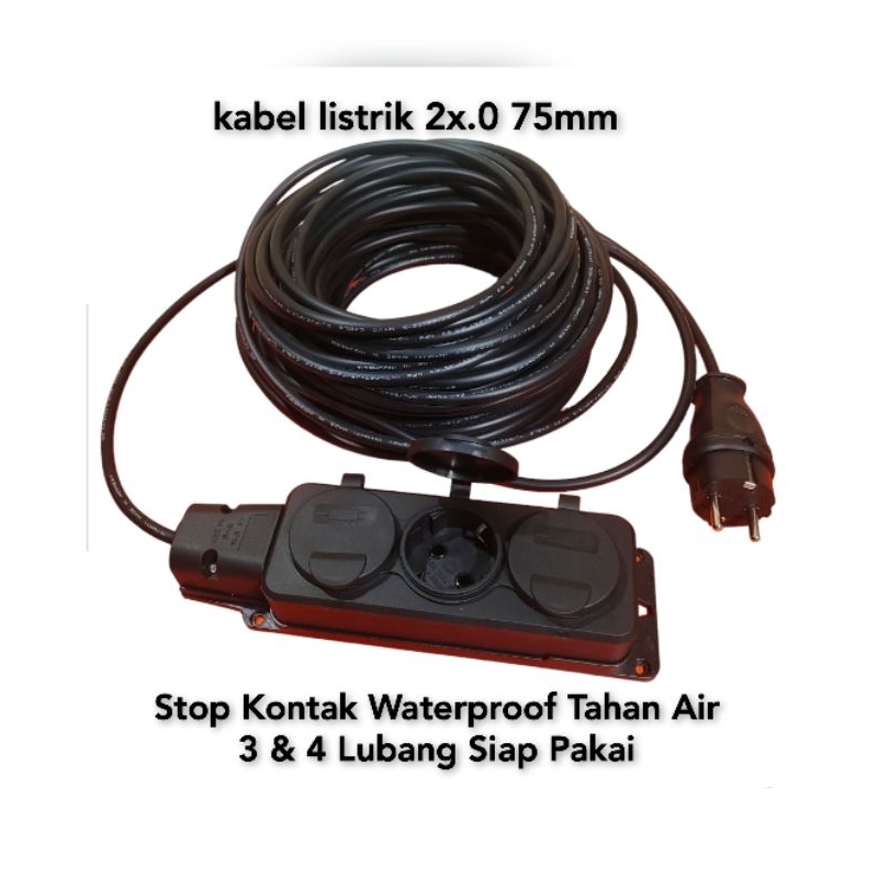Jual Stop Kontak Outdoor Waterproof soket 1 2 3 4 Lubang kabel 1 3 5 10 ...