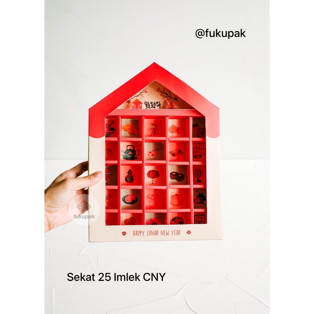 Jual Box Sekat 25 Imlek (10pcs) Kotak CNY nastar mochi coklat snack ...