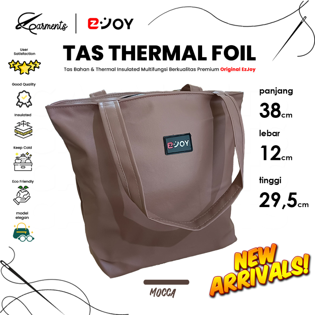 Jual Tote Bag Thermal Foil Tas Bergaya Feminis MOKA (MOCCA) 38cm x 12cm x 29cm / Cooler Termal ...