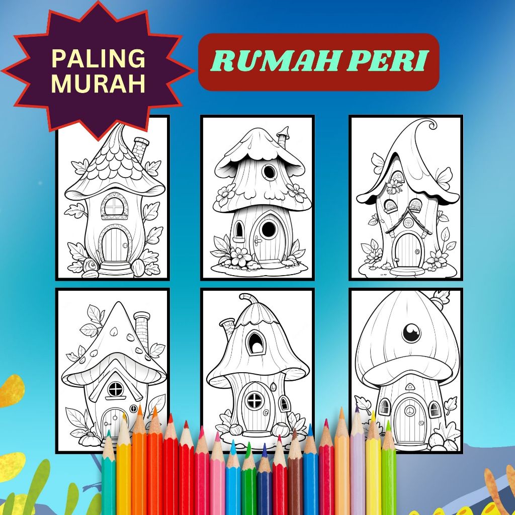 Jual Kertas Mewarnai Ukuran A5 / Rumah Peri / GAMBAR MEWARNAI ...