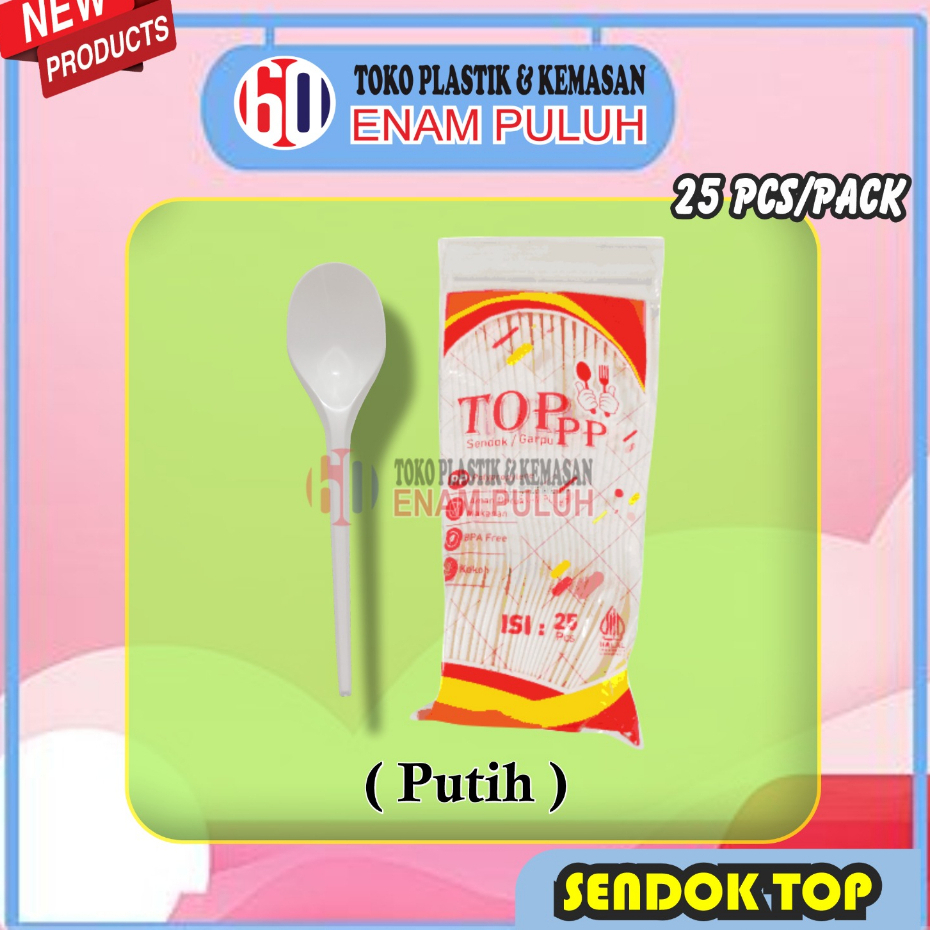 Jual Sendok makan TOP putih sendok plastik putih bersih isi 25 pcs ...