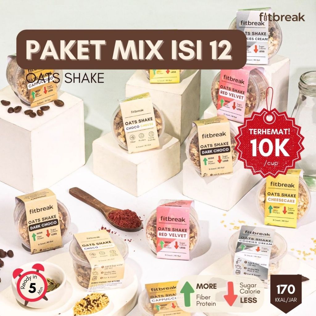 Jual Paket Mix Rasa 12 Oats Shake Cuma 10 Ribu Overnight Oats/ Snack ...