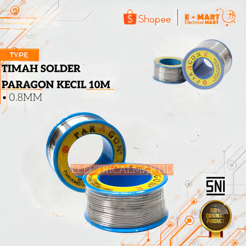 Jual Timah Solder cap PARAGON 10M 10 Meter Roll KECIL Flux Tinol 0.8mm | Shopee Indonesia