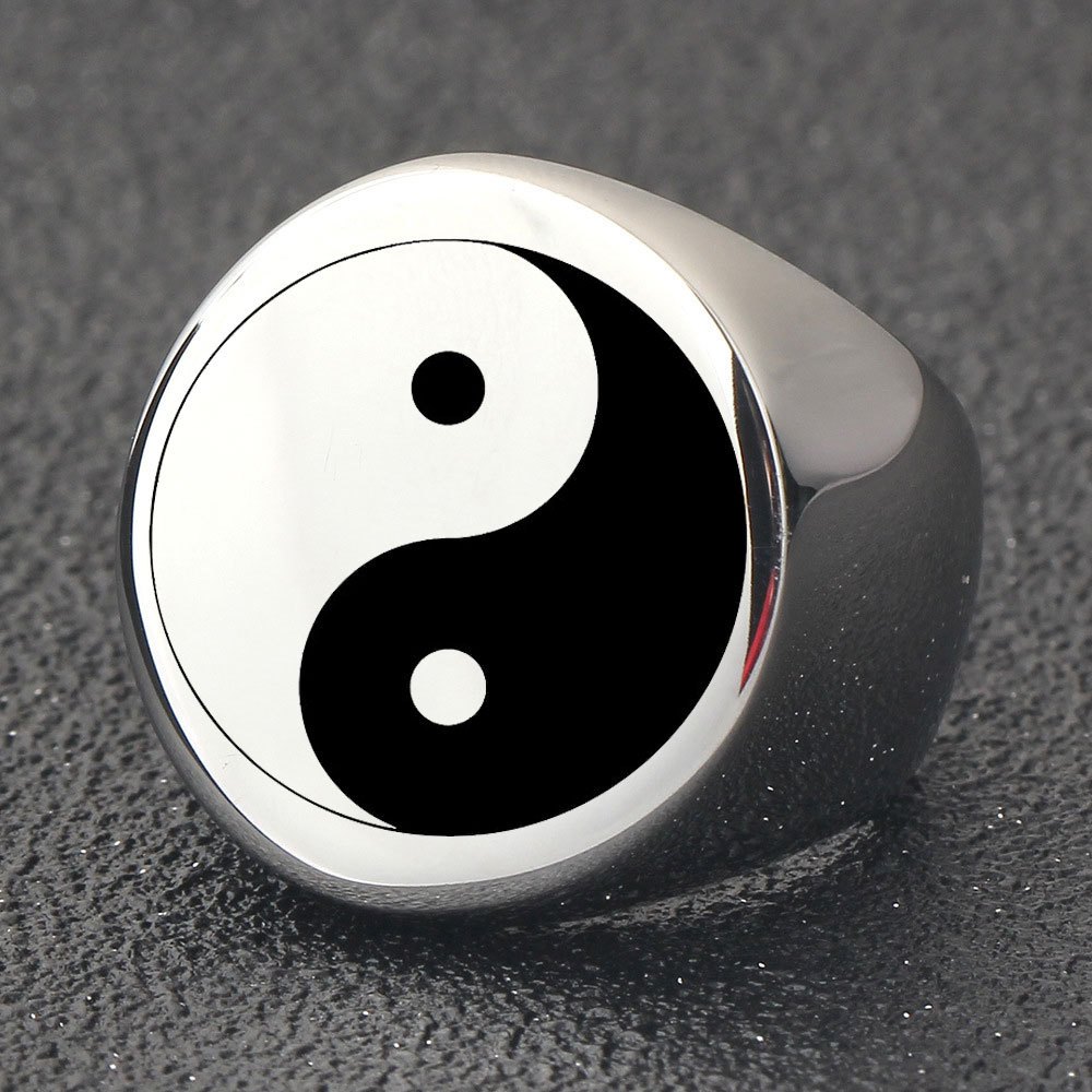 Jual Cincin Bulat Laser Yin Yang Titanium Premium / Cincin Stainless ...