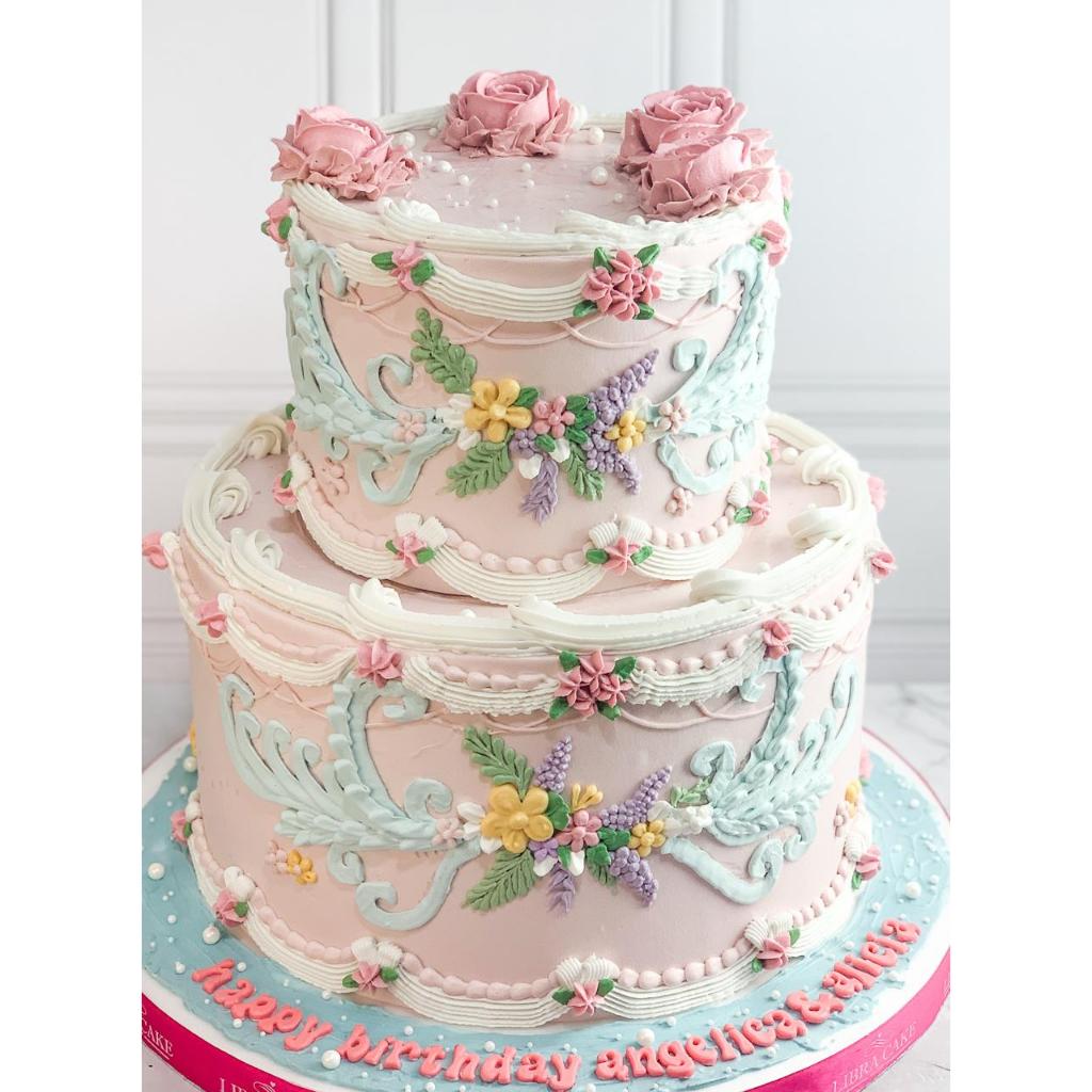 Jual Kue Ulang Tahun/Birthday Cake/Kue Ultah 2 Tingkat Tema Bunga/Cake ...