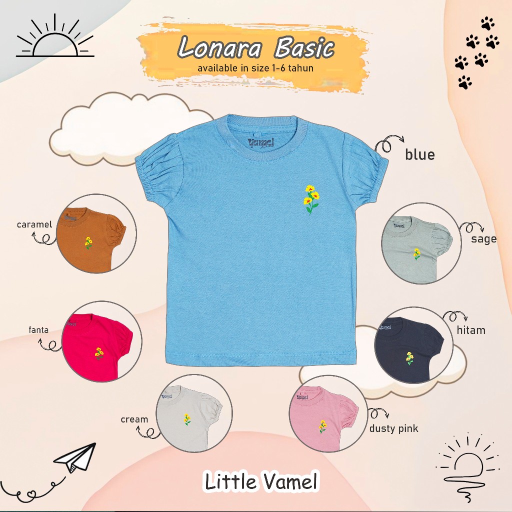 Jual Little Vamel - Lonara Puff tee Kaos Anak Perempuan Lengan Balon 1 ...
