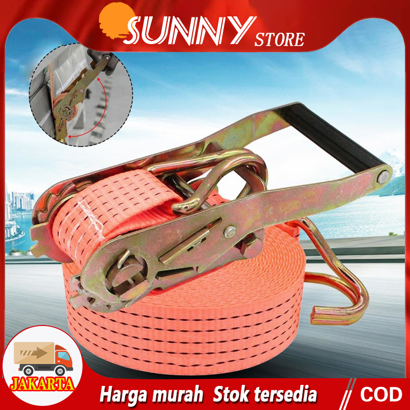 Jual Tali ikat barang 2 ton x 12 meter / 10 meter Ratchet tie down 2ton ...