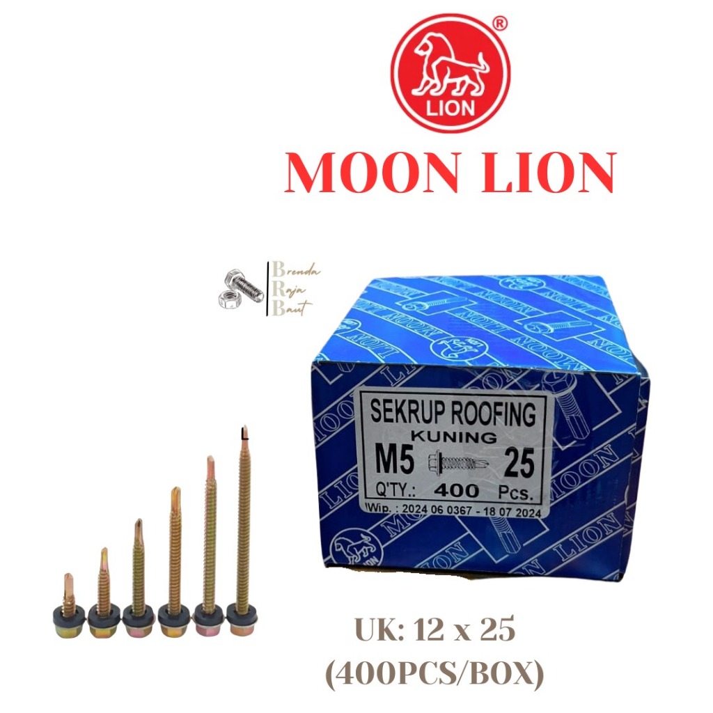 Jual BAUT ROOFING KUNING 12x25 400 pcs / SATUAN SEKRUP BAJA RINGAN MOON ...