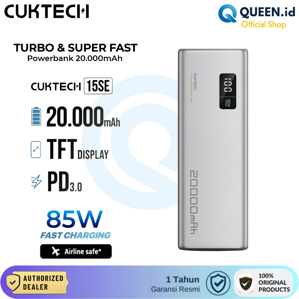 Jual CUKTECH 15 SE Powerbank 20000mAh 85W USB TYPE C PD Digital Display TURBO Super Fast ...