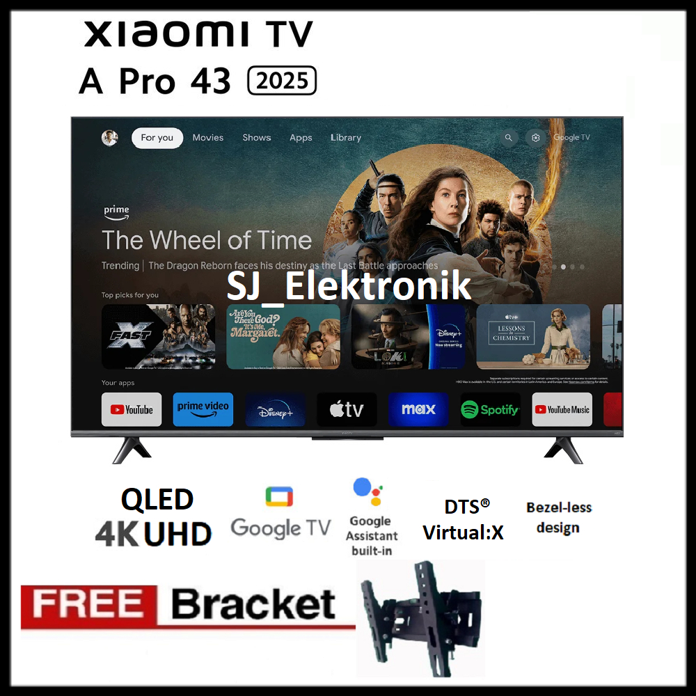 Jual (KHUSUS LUAR KOTA) Braket + Xiaomi 43 A Pro 2025 | Smart QLED UHD 4K 43 Inch Google TV ...