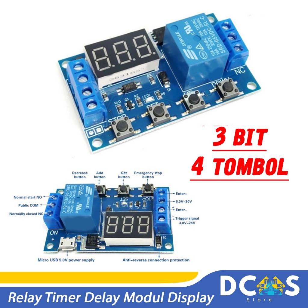 Jual Relay Timer Delay Modul Display 4 Tombol Digital Dc Time Module