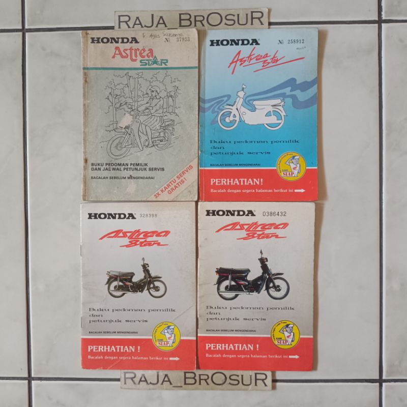 Jual Buku pedoman pemilik dan jadwal petunjuk servis/Manual Book Honda Astrea Star 1985-1998 ...