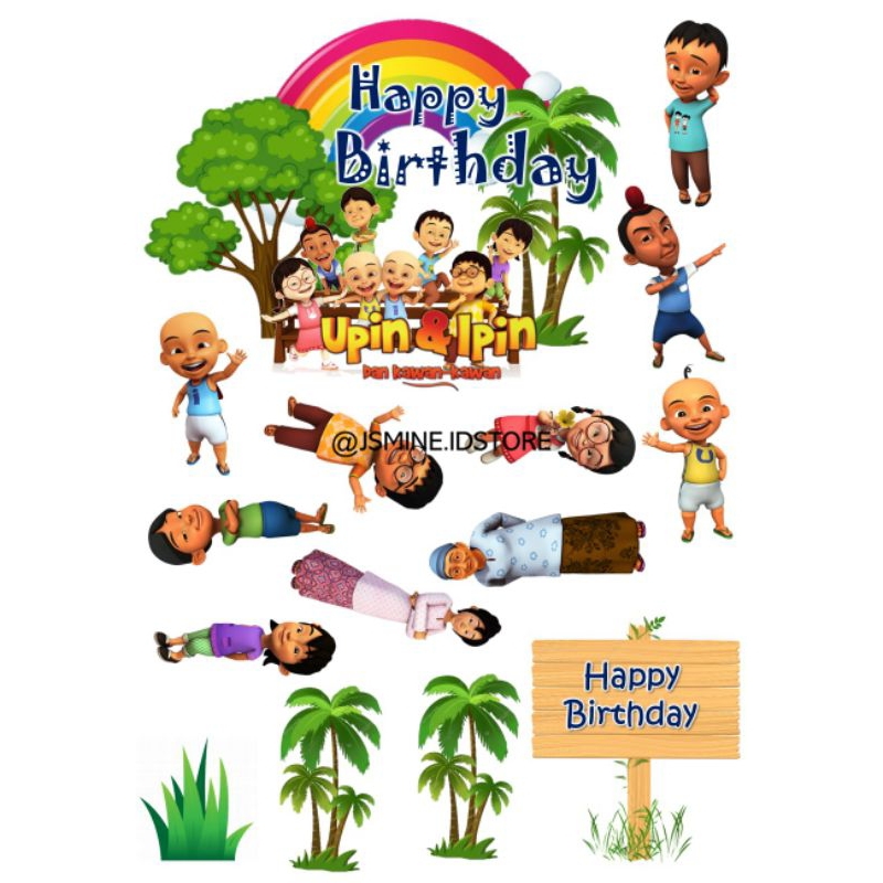 Jual TOPPER/Hiasan Kue ULTAH tema Upin&Ipin/kartun animasi custom ...