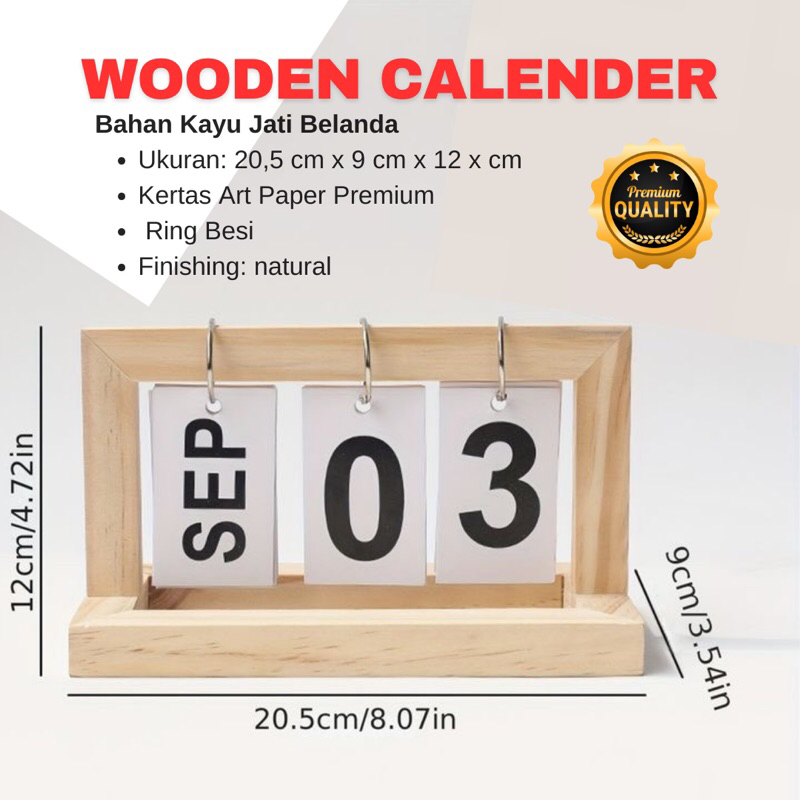 Jual kalender meja kayu unik / kalender abadi sepanjang masa / kalender ...