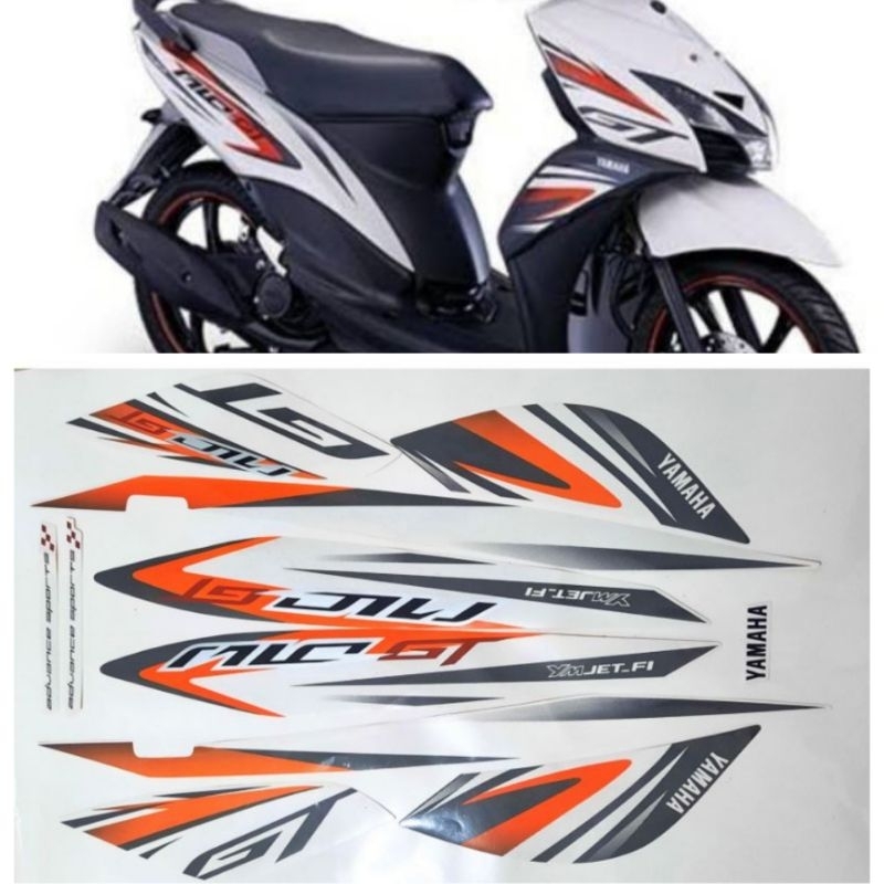 Jual striping stiker lisbody yamaha mio gt tahun 2014 warna putih oren ...