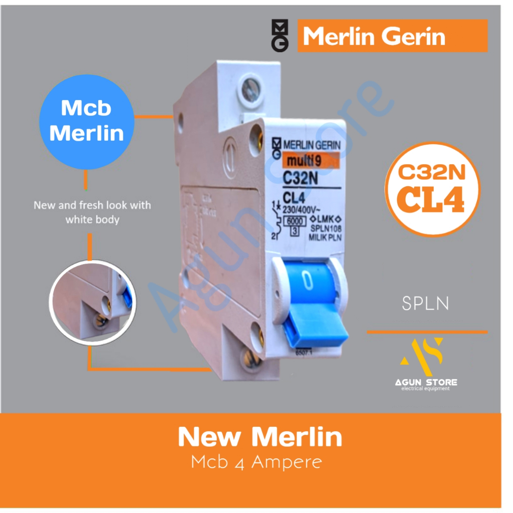 Jual MCB MERLIN GERIN 4 AMPERE PLN 900W CL4 SPLN BREKER ANTI JEGLEK ...