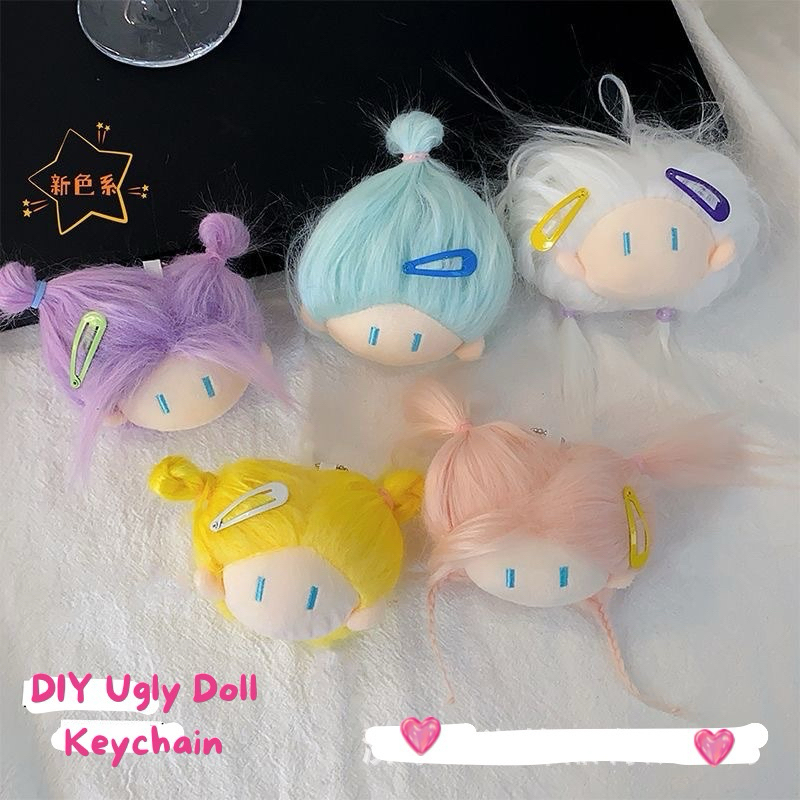 Jual DIY Hairstyle Keychain Ugly Girl Cute Doll Pendant Plush Gantungan ...