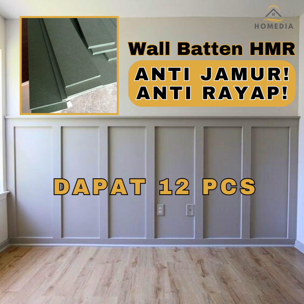 Jual 12 PCS Dekorasi Dinding Wall Batten HMR 6MM MDF Hijau Hiasan ...