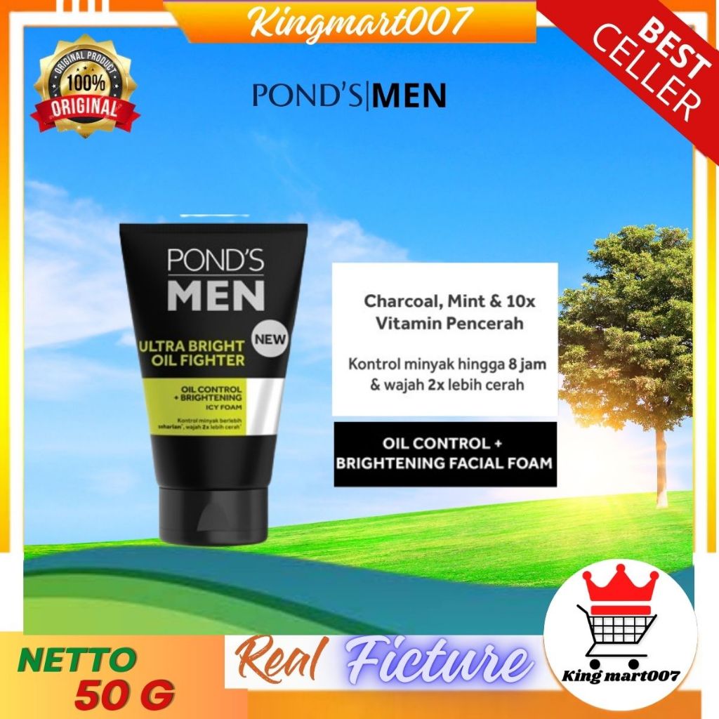 Jual Ponds Men Ultra Bright Oil Fighter Facial Foam 50G | Shopee Indonesia