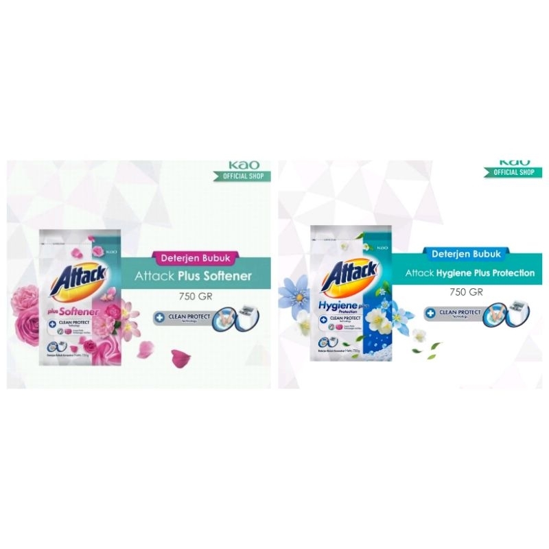 Jual 750 gram Attack Softener Hygiene Plus Protection + Clean Protect Kao | Shopee Indonesia
