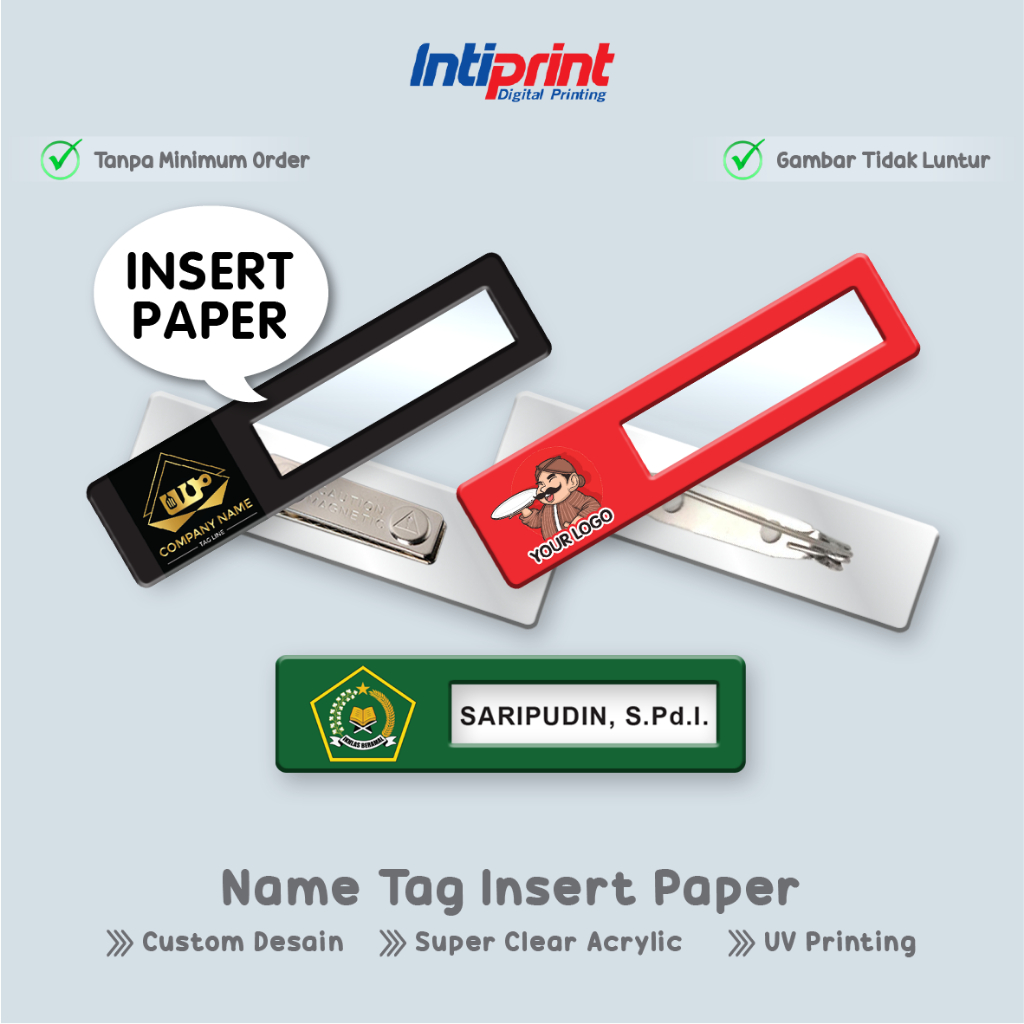 Jual Name Tag Insert Paper UV Printing Custom Desain / Rumah Nametag ...