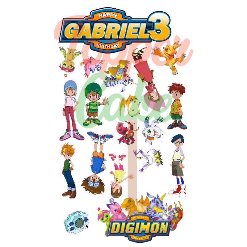 Jual Topper cake Digimon gratis tambah nama usia dan foto/ Hiasan kue ...