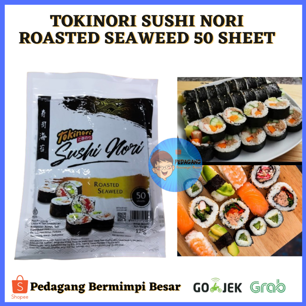 Jual Tokinori Sushi Nori Roasted Seaweed 50sheet/ sushi Nori 50sheet ...