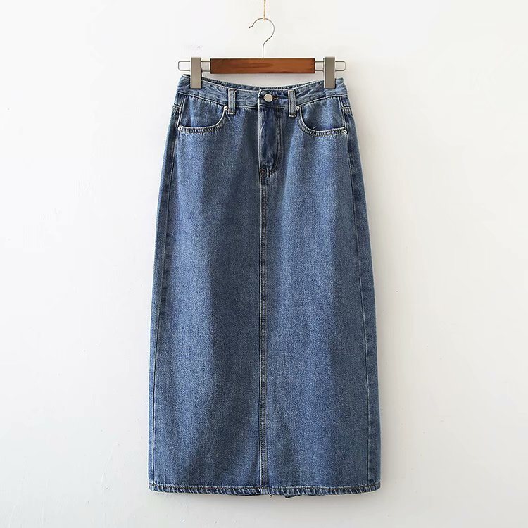 Jual Rok Jeans Wanita Biru Retro / Highwaist Kasual Rok A-line Denim ...