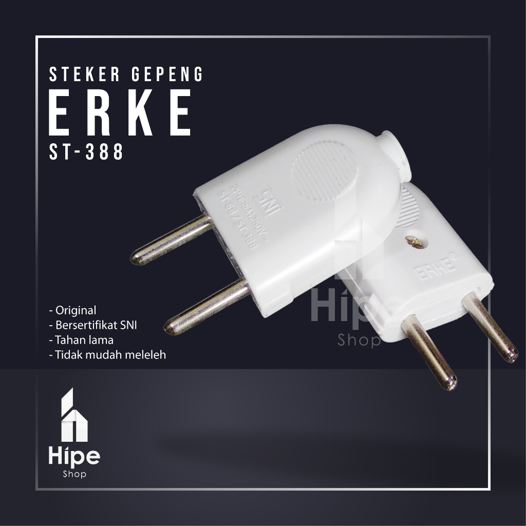 Jual Steker Gepeng Erke - ST-388 / Colokan listrik Steker Jantan Male ...