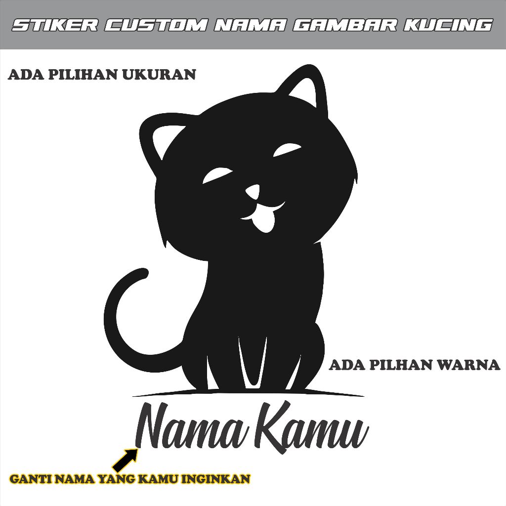 Jual Stiker Nama Custom Kucing Lucu Stiker kucing Stiker Cutting ...