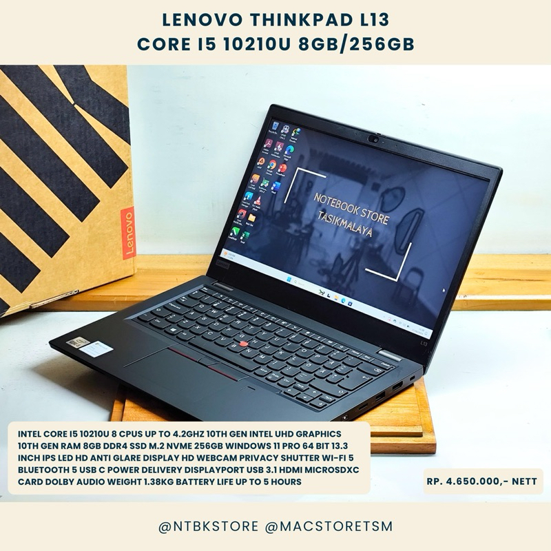 Jual Lenovo ThinkPad L13 core i5 10210U gen 10 256GB SSD 8GB 13.3 inc ...